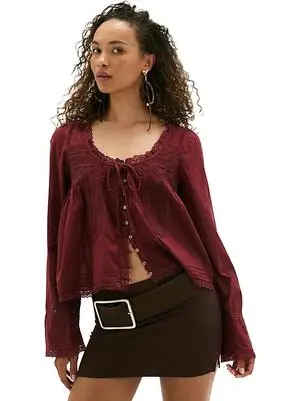 Free People Forevermore Long-Sleeve Top Syrah
