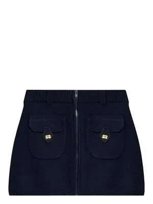 GANNI Knitted Wool Skirt - Blue