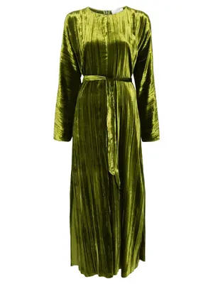 FORTE_FORTE Plissé-effect Velvet Maxi Dress - Green