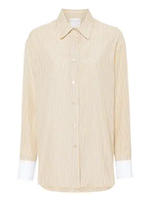 FORTE_FORTE Striped Cotton Blend Shirt - Yellow