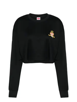 GROUND ZERO Logo-print Cropped Sweatshirt - Black