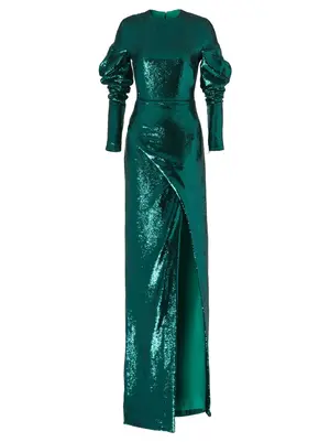 GENNY Sequin-embellished Maxi Dress - Green