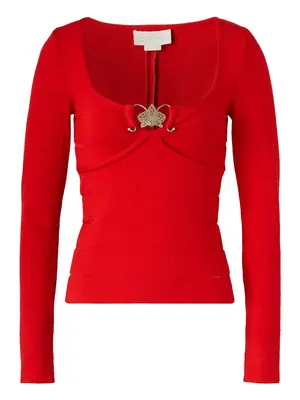 GENNY Orchid-detail Sweater - Red