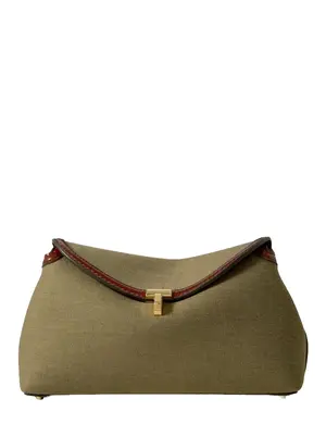 TOTEME TOTEME T-Lock Leather-trimmed Canvas Clutch Green