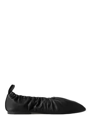 JIL SANDER Gathered Leather Ballerinas - Black