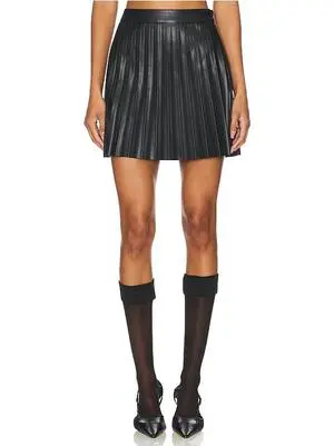Steve Madden Pleated Faux Leather Skirt - Black