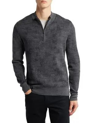 Robert Barakett Dalup Half Zip Mock Neck Sweater - Charcoal
