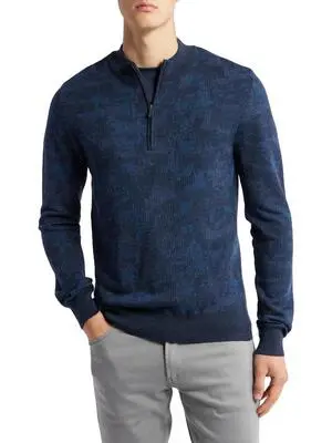 Robert Barakett Dalup Half Zip Mock Neck Sweater - Dark Teal