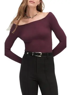 FAVORITE DAUGHTER The Sydney Off The Shoulder Long Sleeve Top - Burgundy Dahlia