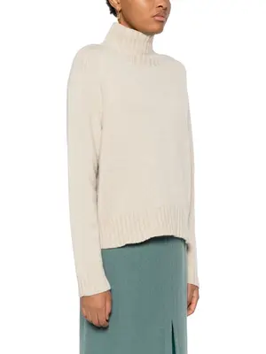 Eric Bompard Hammer-sleeve High-neck Sweater - Neutrals
