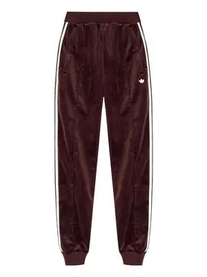 Adidas Logo-patch Velvet Track Pants - Brown