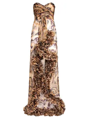 Etro Printed Silk Maxi Dress - Neutrals