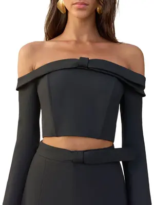 Cult Gaia Valia Cropped Top - Black