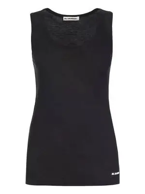 JIL SANDER Cotton Tank Top - Black