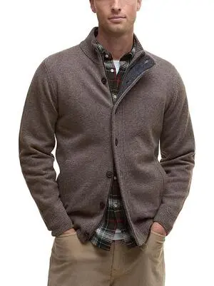 Barbour Elbow Patch Button Detailed Cardigan - Dark Stone
