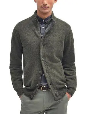 Barbour Elbow Patch Button Detailed Cardigan - Seaweed
