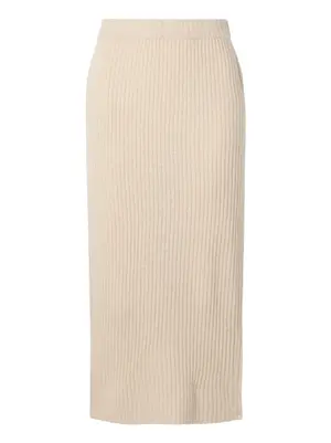 Co Ribbed Wool-blend Midi Skirt - Ivory