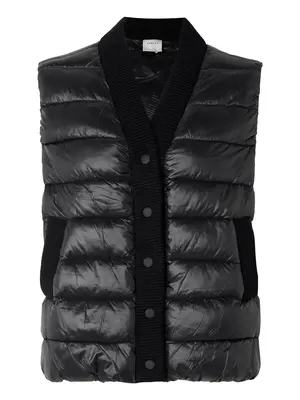 Varley Colwyn Combo Ribbed-knit Trimmed Quilted Shell Vest - Black