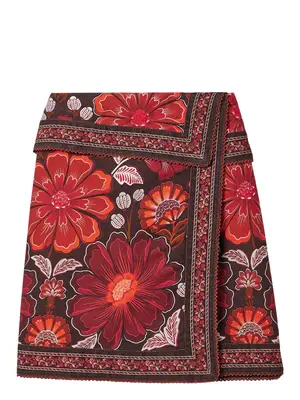 Farm Rio Gigi Wrap-effect Mini Skirt - Red