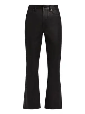 Veronica Beard Carson Leather High-rise Ankle Flare Pants - Black
