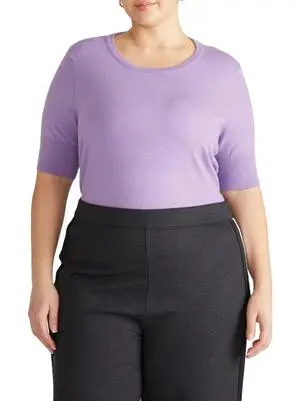Universal Standard Rosie Short Sleeve Sweater - Purple Posey