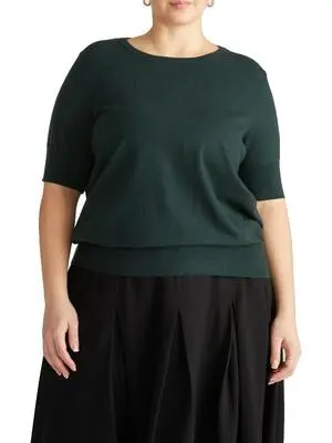 Universal Standard Rosie Short Sleeve Sweater - Scarab Green
