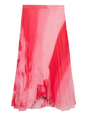 Mango Pleated Handkerchief Hem Midi Skirt - Pink