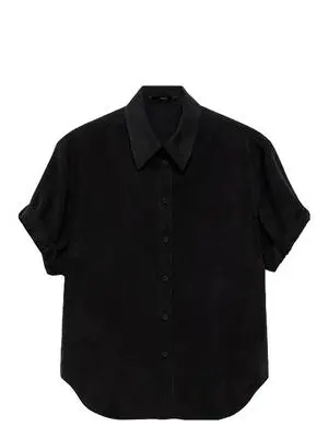 Mango Solid Cupro Blend Button-up Shirt - Black