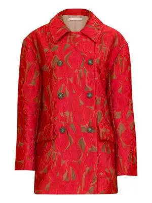 EMILIA WICKSTEAD Sophica Embellished Wool Jacket - Red