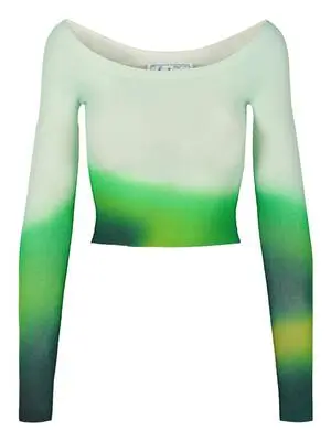 Off-White Blurred Seamless Knit Top - Multicolor