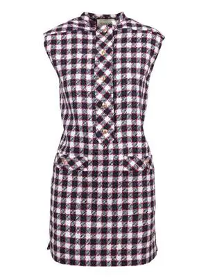 Gucci Check Tweed Tunic Dress - Blue Plaid