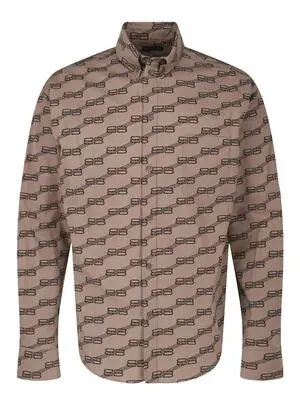 Balenciaga Monogram Long Sleeve Shirt - Beige