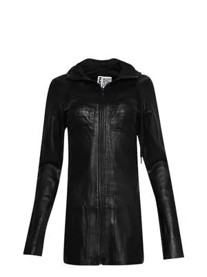 Natasha Zinko Washed Leather Zip-up Dress - Black