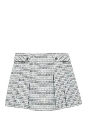 Mango MANGO Button Tab Tweed Miniskirt Blue