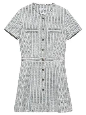 MANGO MANGO Button Tweed Mini Dress