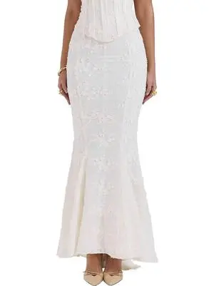 House Of Cb Veronica Floral Maxi Skirt - Ivory