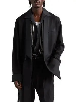 Amiri Belted Wool Blend Smoking Jacket - Black