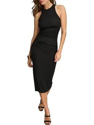 Donna Karan New York Side Ruched Sleeveless Dress - Black