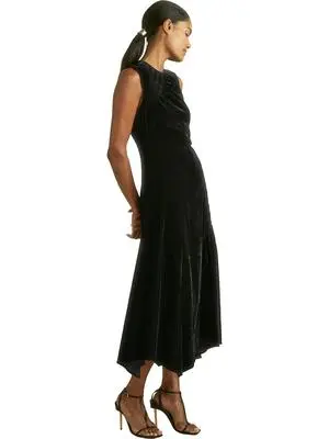 REISS Blakely Velvet Midi Dress - Black