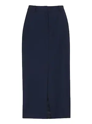 Whistles Pinstriped High-waist Stretch-woven Midi Skirt - Blue