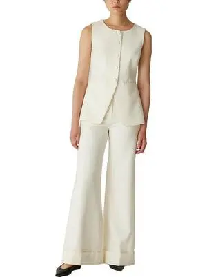 Rebecca Taylor Rebecca Taylor Refined Suiting Button-Front Vest Cream
