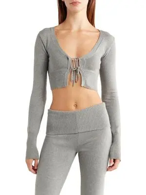 FLORENCE BY MILLS Florence By Mills Tie-Front Cropped Cardigan Heather Grey
