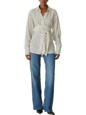 Rebecca Taylor Polka Dot Wrap Shirt - Snow Combo