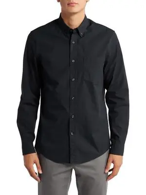 Nordstrom Trim Fit Solid Stretch Button-down Shirt Black