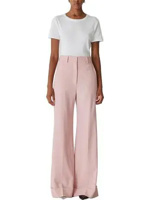 Rebecca Taylor Calvary Twill Wide Leg Trouser - Calamine Pink