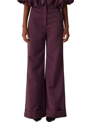 Rebecca Taylor Techy Sateen Wide Leg Pant - Plum