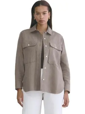 Everlane Boyfriend Flannel Shirt - Taupe Melange