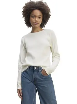 Everlane Waffle Crew Neck T-Shirt Bone White