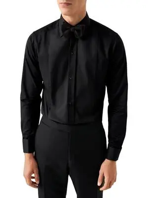 Eton Contemporary Fit Striped Bib Tuxedo Shirt - Black