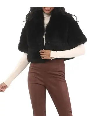 Gorski Reversible Cropped Shearling Bolero - Black